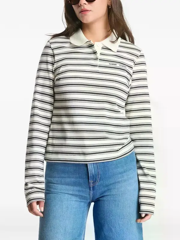 SAMSOE SAMSOE Striped Long-sleeve Polo Shirt