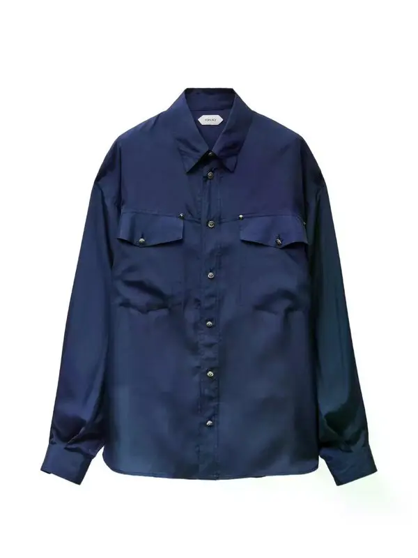 Versace Eembroidered-detail Silk-poplin Shirt