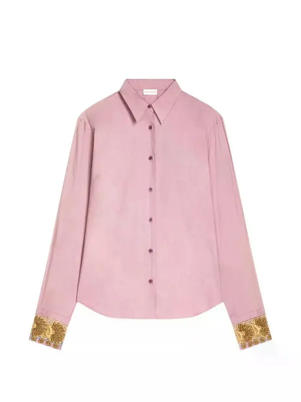 Dries Van Noten Embroidered Cotton Poplin Shirt - Pink