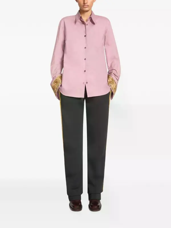 Dries Van Noten Embroidered Cotton Poplin Shirt - Pink