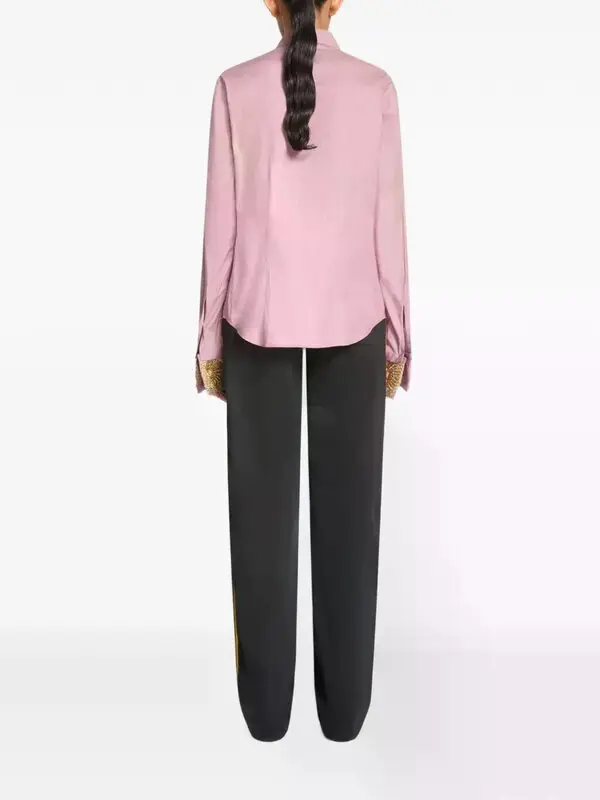 Dries Van Noten Embroidered Cotton Poplin Shirt - Pink