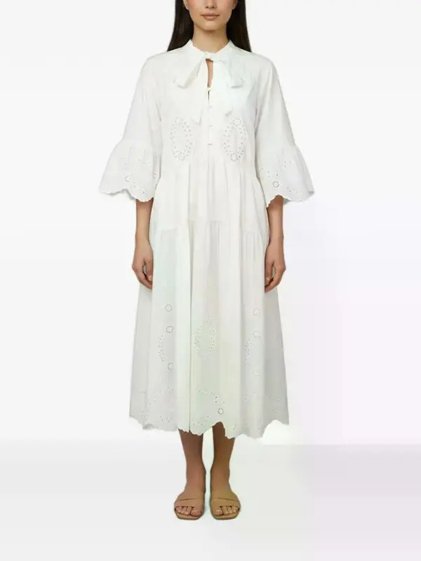 SELF-PORTRAIT Broderie Anglaise Cotton Midi Dress