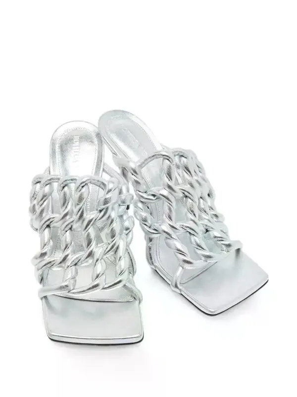 Bottega Veneta Intrecciato Metallic Leather Stiletto Sandals
