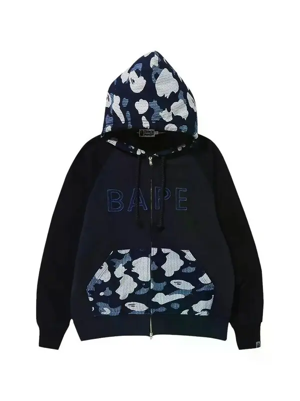 A BATHING APE X Sashiko Camo Relaxed Full-zip Hoodie - Blue