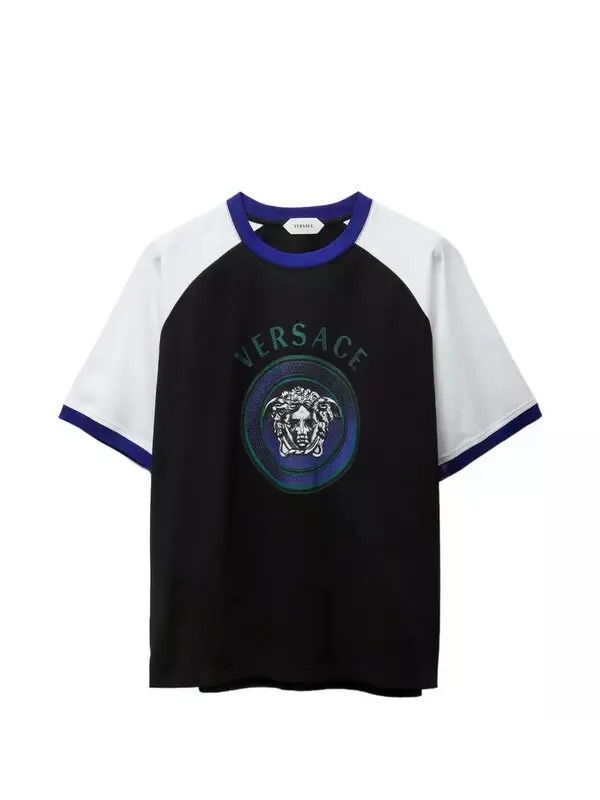 Versace Printed Cotton-jersey Regular T-shirt - Black