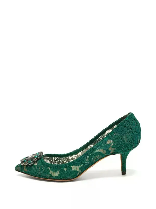 Dolce & Gabbana Bellucci Lace Pumps With Crystal Embellishment - Green
