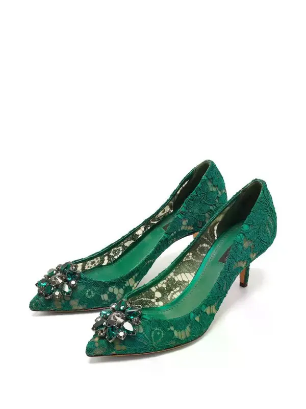 Dolce & Gabbana Bellucci Lace Pumps With Crystal Embellishment - Green