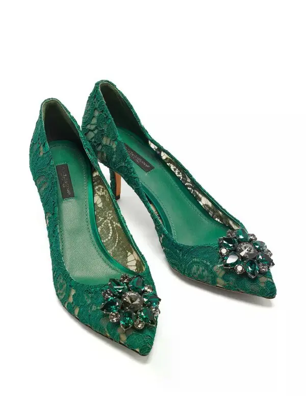 Dolce & Gabbana Bellucci Lace Pumps With Crystal Embellishment - Green
