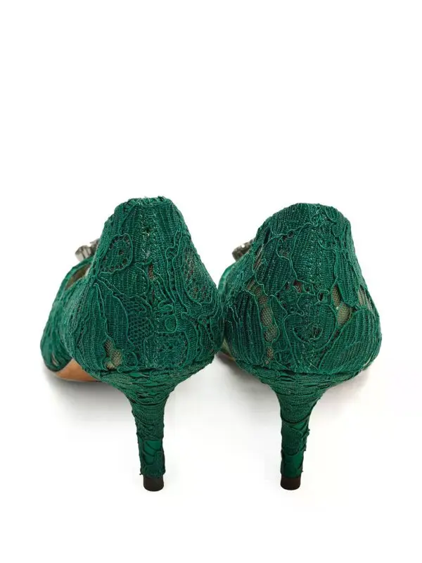 Dolce & Gabbana Bellucci Lace Pumps With Crystal Embellishment - Green