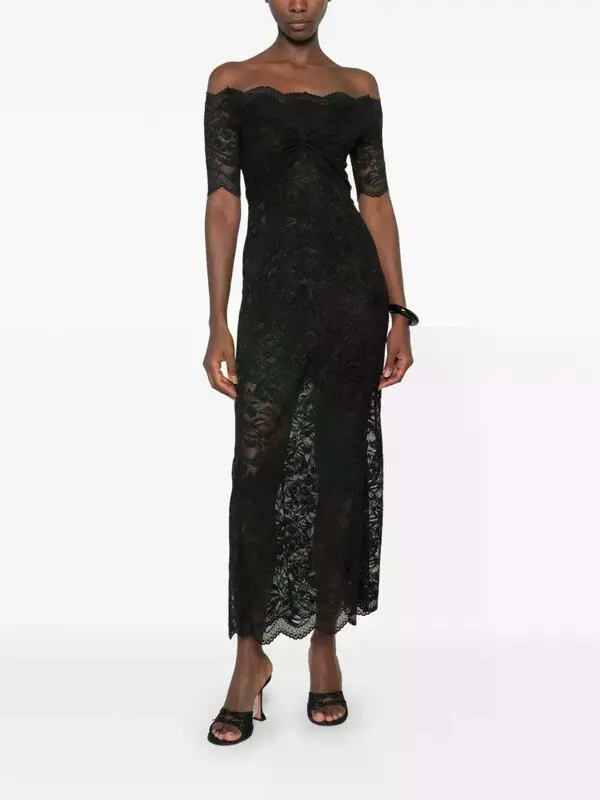 Rabanne Off-the-shoulder Lace Maxi Dress - Black