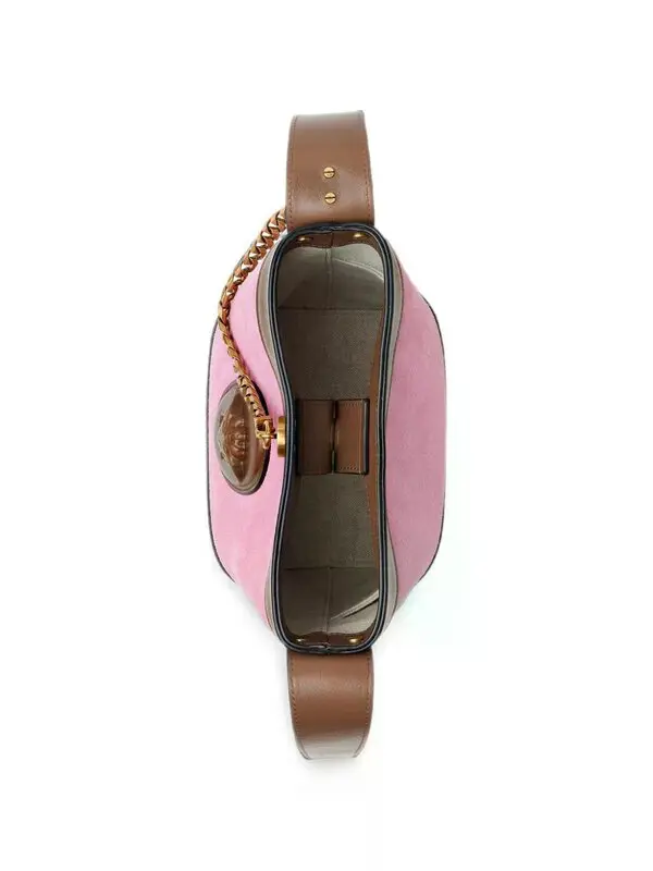 Versace Pivot Mini Suede Bucket Bag - Pink