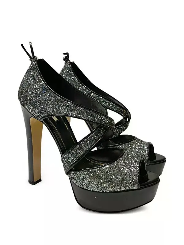 Miu Miu Glitter Platform Stiletto Sandals
