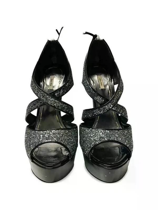 Miu Miu Glitter Platform Stiletto Sandals