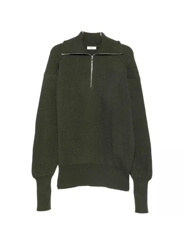 RIER Half-zip Ribbed-knit Sweater