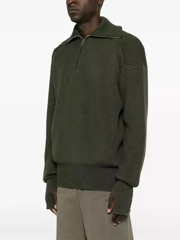 RIER Half-zip Ribbed-knit Sweater