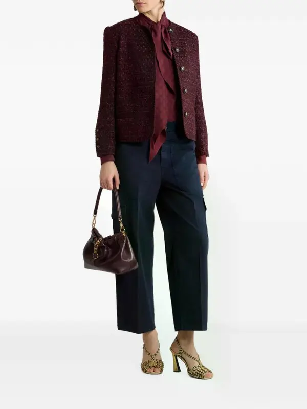 Etro Cropped Wool-blend Tweed Jacket With Pegaso Buttons