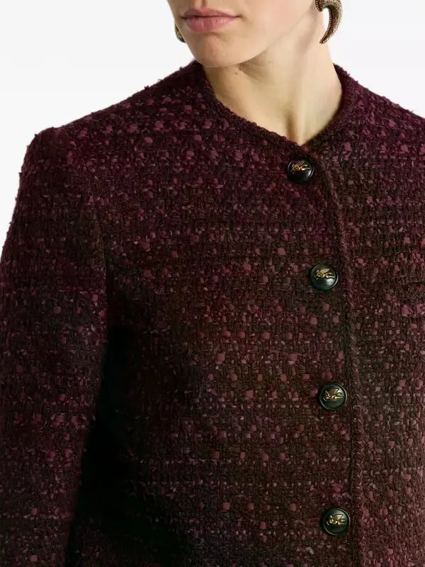 Etro Cropped Wool-blend Tweed Jacket With Pegaso Buttons