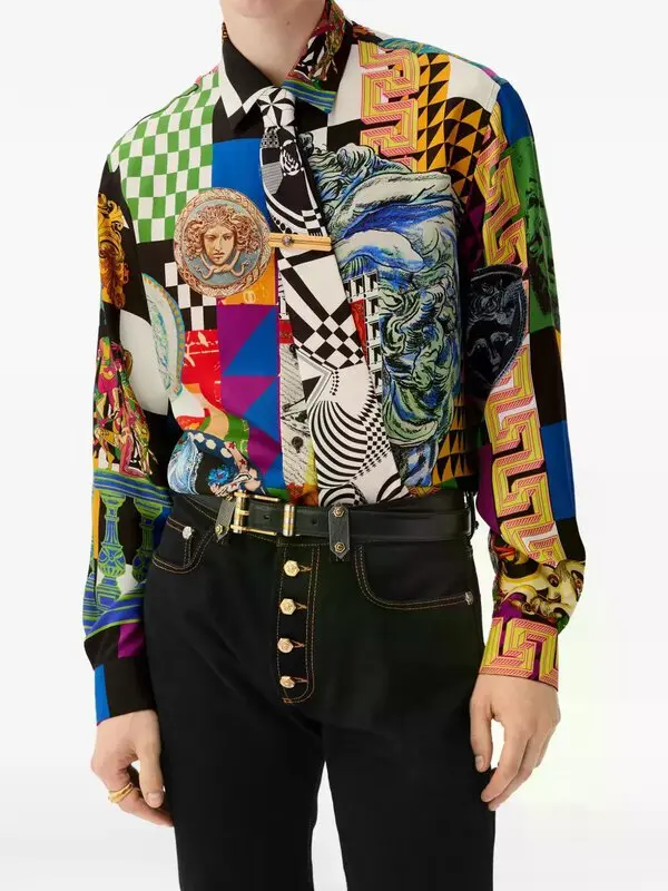 Versace Printed Silk Twill Regular Shirt
