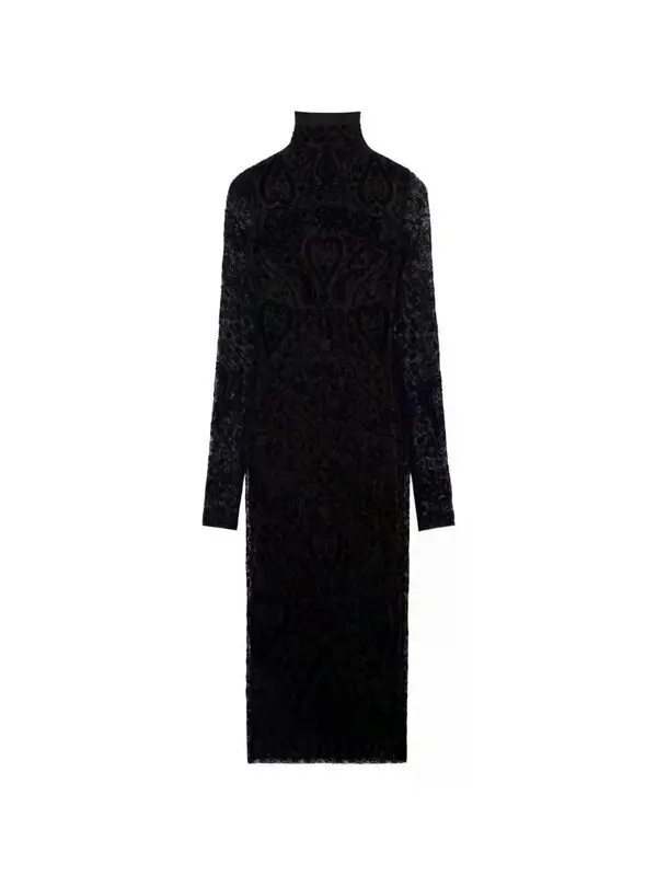 Off-White Flocked Paisley-print Midi Dress