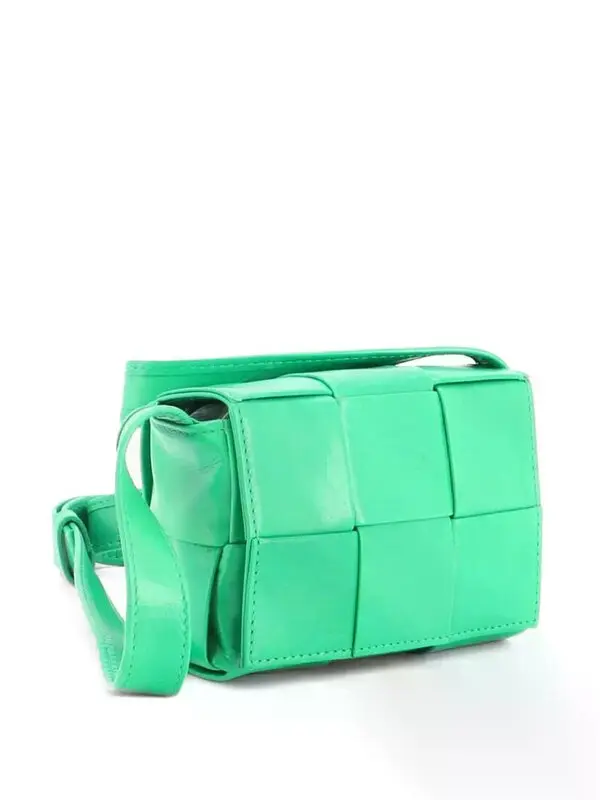 Bottega Veneta Cassette Maxi Intrecciato Leather Crossbody Bag - Green