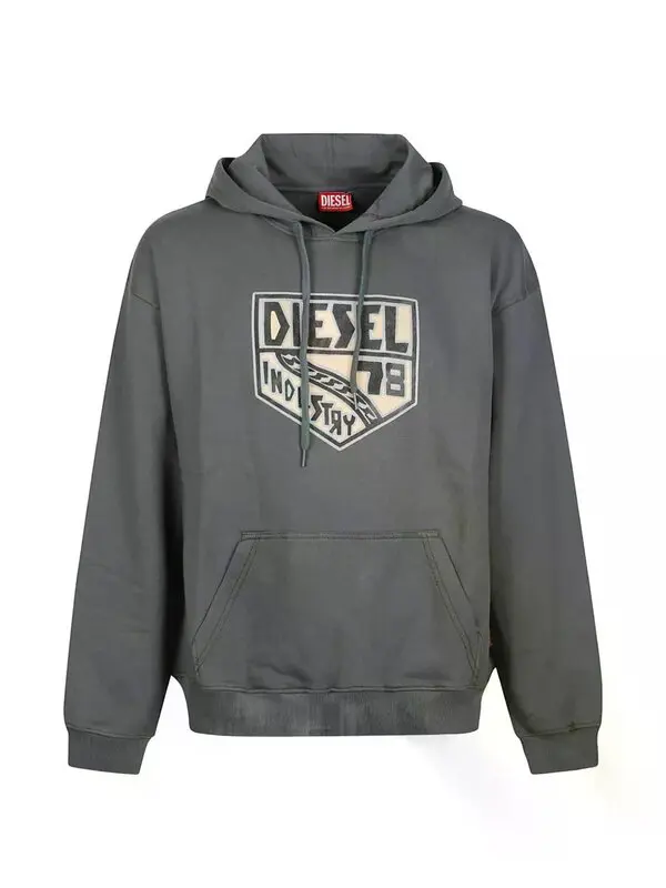 DIESEL® Logo-print Drawstring Hoodie - Grey