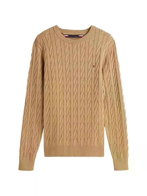 Tommy Hilfiger Cable-knit Embroidered-logo Sweater