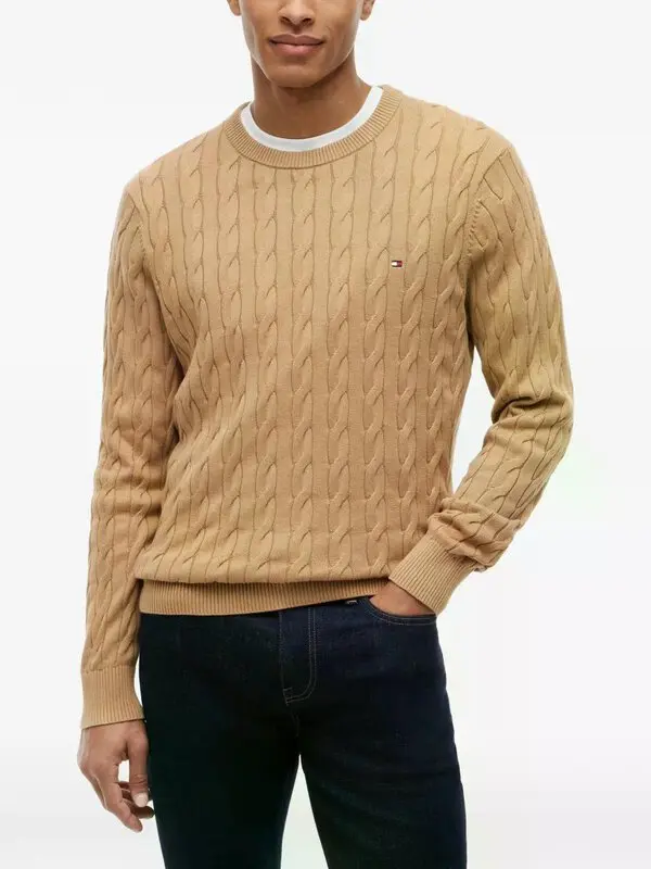 Tommy Hilfiger Cable-knit Embroidered-logo Sweater