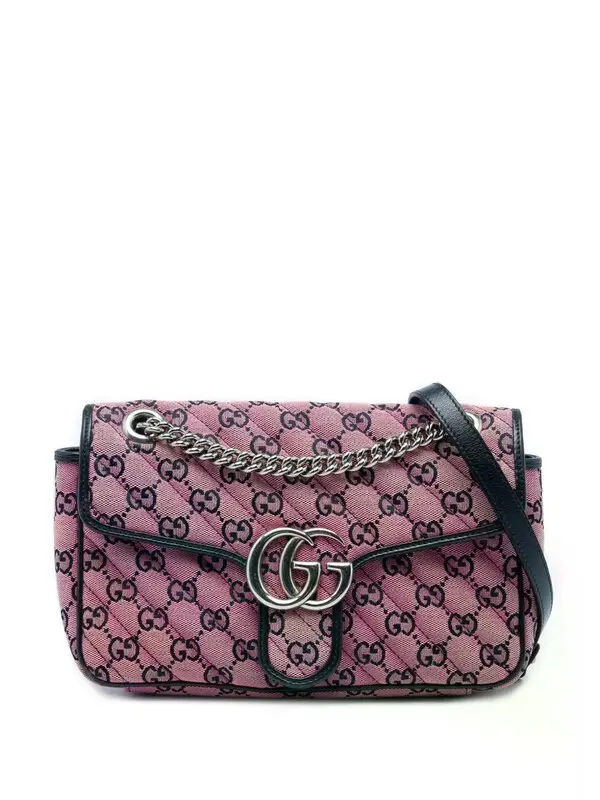 Gucci 2016-2026 Medium Gg Marmont Matelasse Diagonal Gg Canvas Shoulder Bag