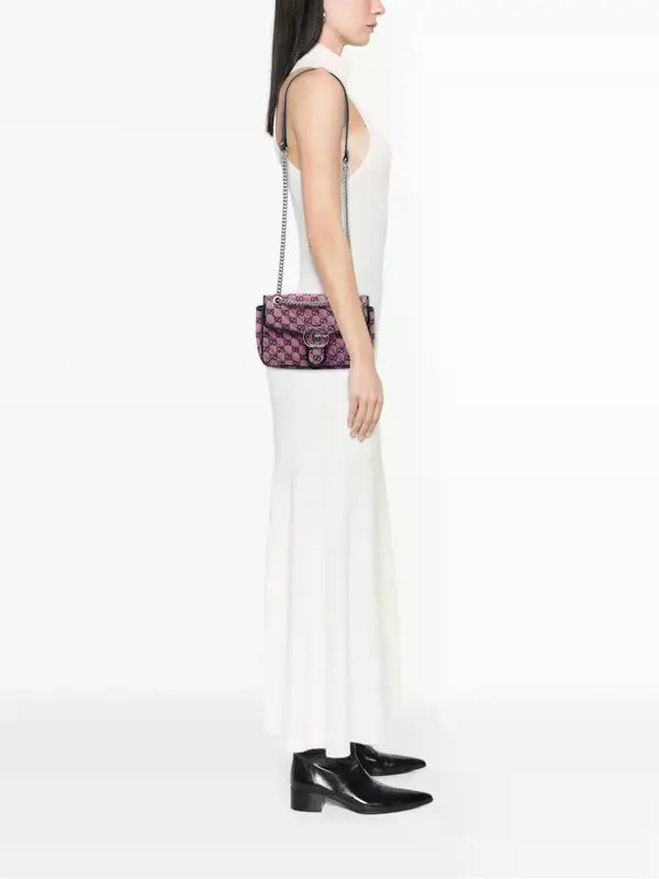 Gucci 2016-2026 Medium Gg Marmont Matelasse Diagonal Gg Canvas Shoulder Bag