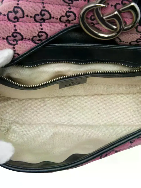 Gucci 2016-2026 Medium Gg Marmont Matelasse Diagonal Gg Canvas Shoulder Bag