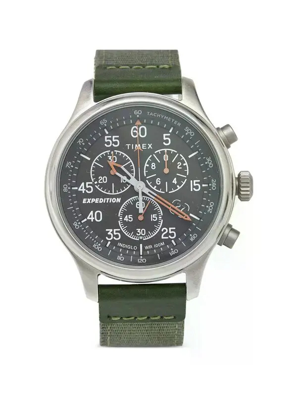 Timex® Expedition Chronograph Watch With Stainless Steel Case And Fabric Strap - Black