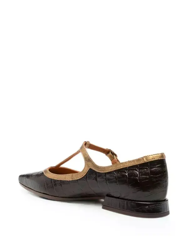 Chie Mihara Leather T-bar Pumps With Crocodile-embossed Effect