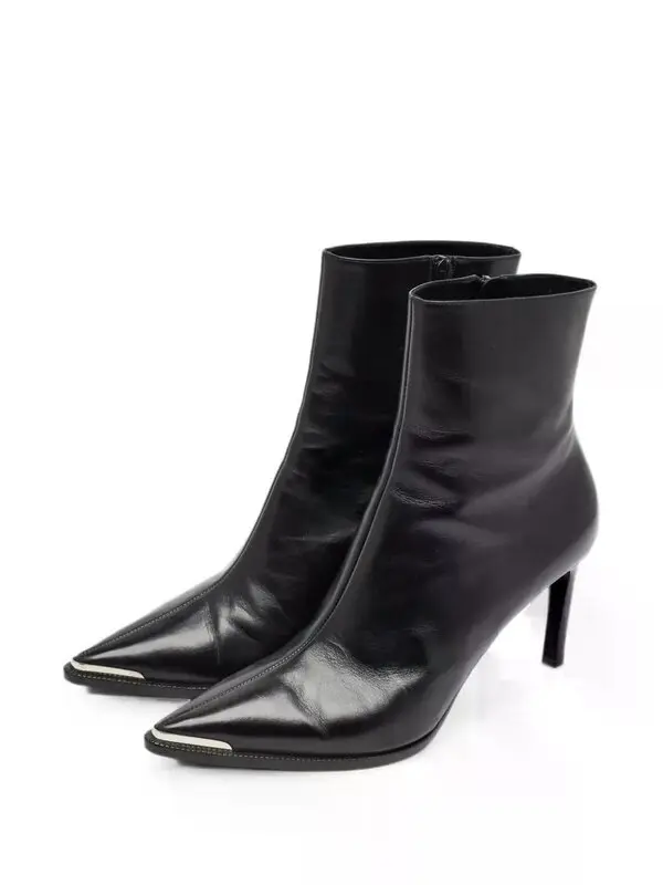 Celine Pointed-toe Stiletto Ankle Boots With Metal Cap Toe