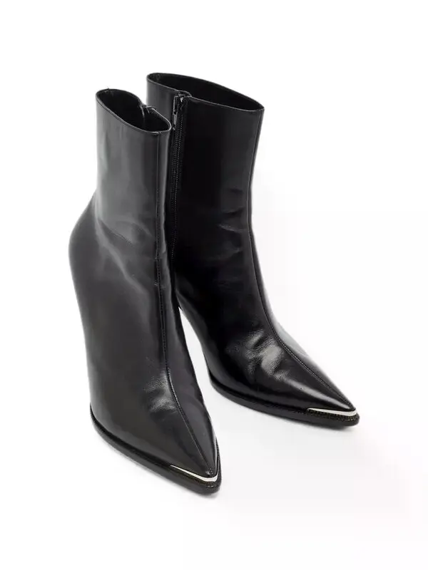 Celine Pointed-toe Stiletto Ankle Boots With Metal Cap Toe