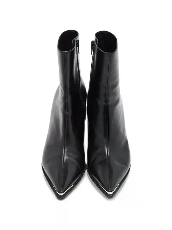Celine Pointed-toe Stiletto Ankle Boots With Metal Cap Toe