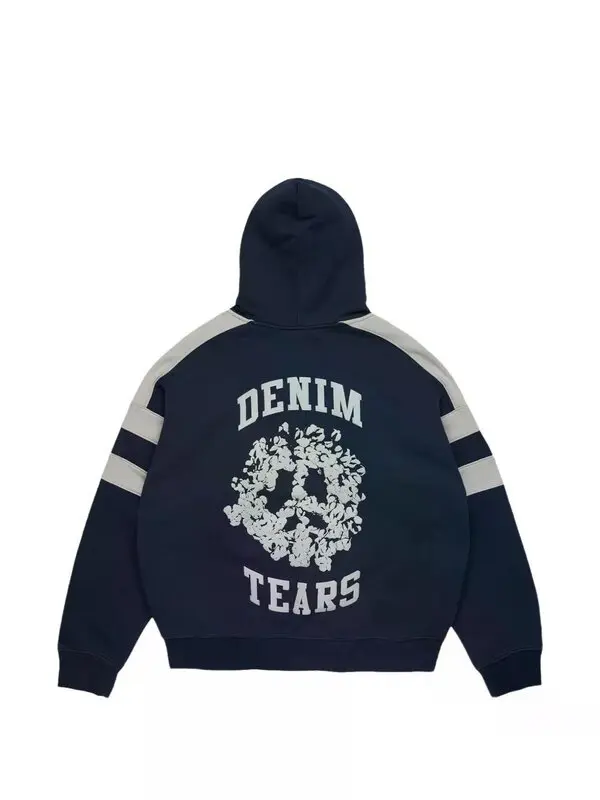 DENIM TEARS Denim U Paneled Zip-up Hoodie - Blue