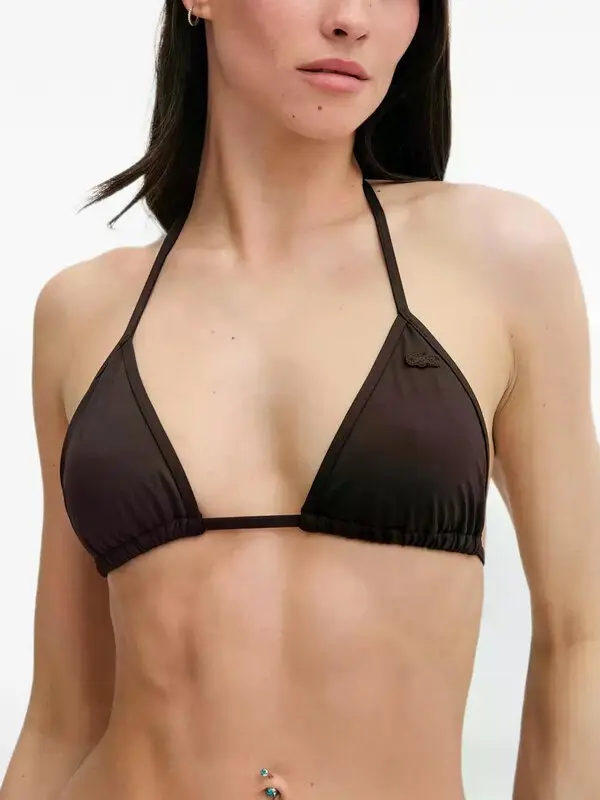 Lacoste Triangle Halterneck Swim Top - Brown