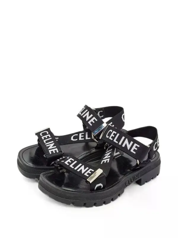 Celine Canvas Logo-print Slingback Flat Sandals