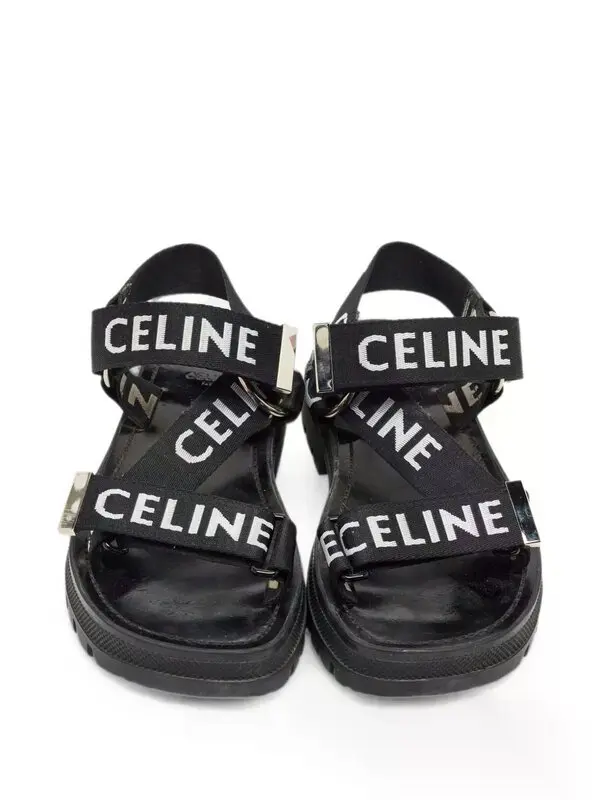 Celine Canvas Logo-print Slingback Flat Sandals