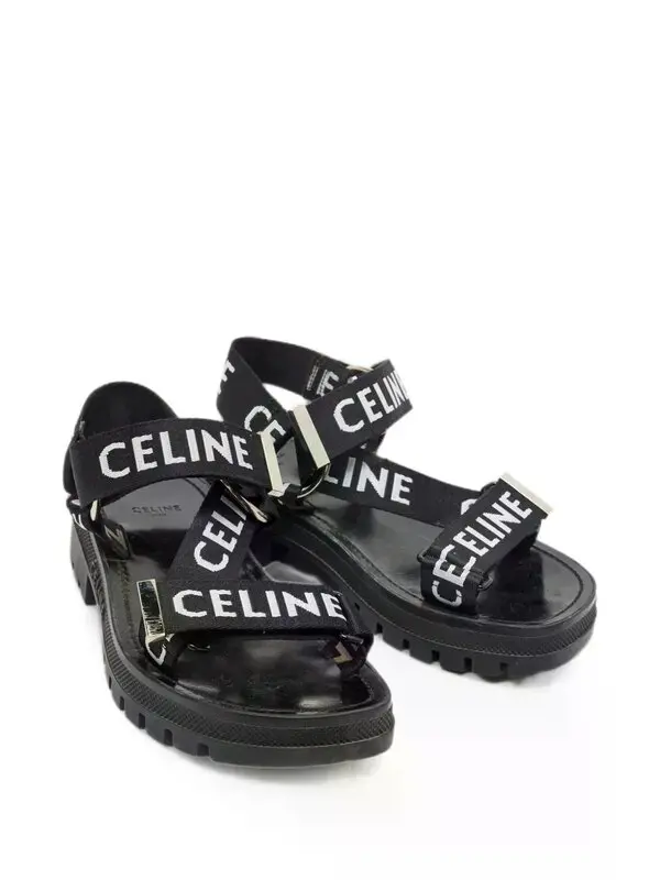 Celine Canvas Logo-print Slingback Flat Sandals