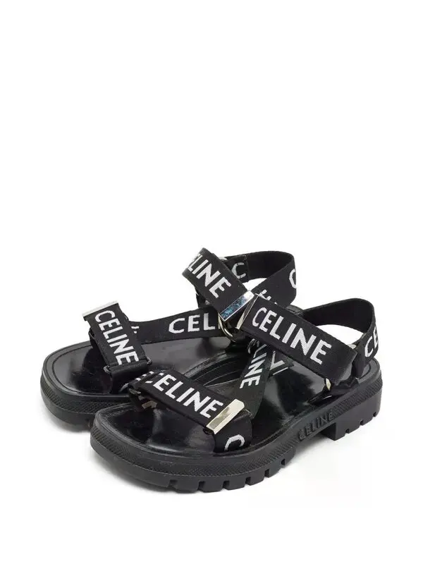 Celine Canvas Logo-print Slingback Flat Sandals