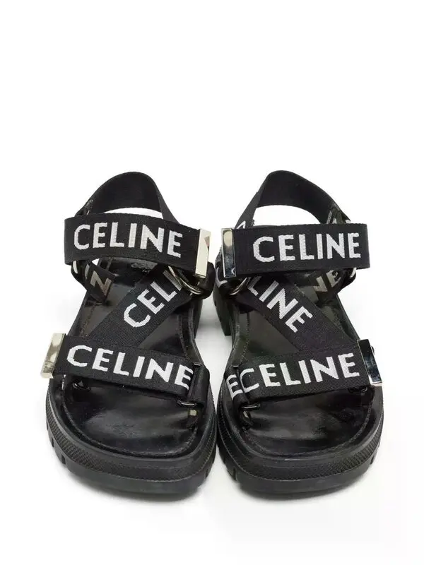 Celine Canvas Logo-print Slingback Flat Sandals