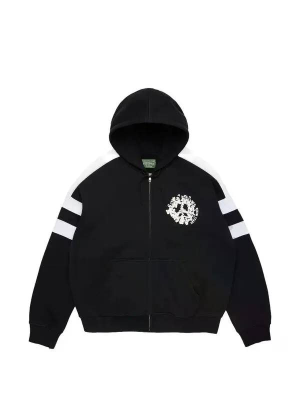 DENIM TEARS Denim U Paneled Zip-up Hoodie - Black