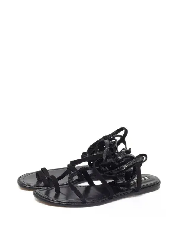 Manolo Blahnik Suede Ankle-tie Sandals