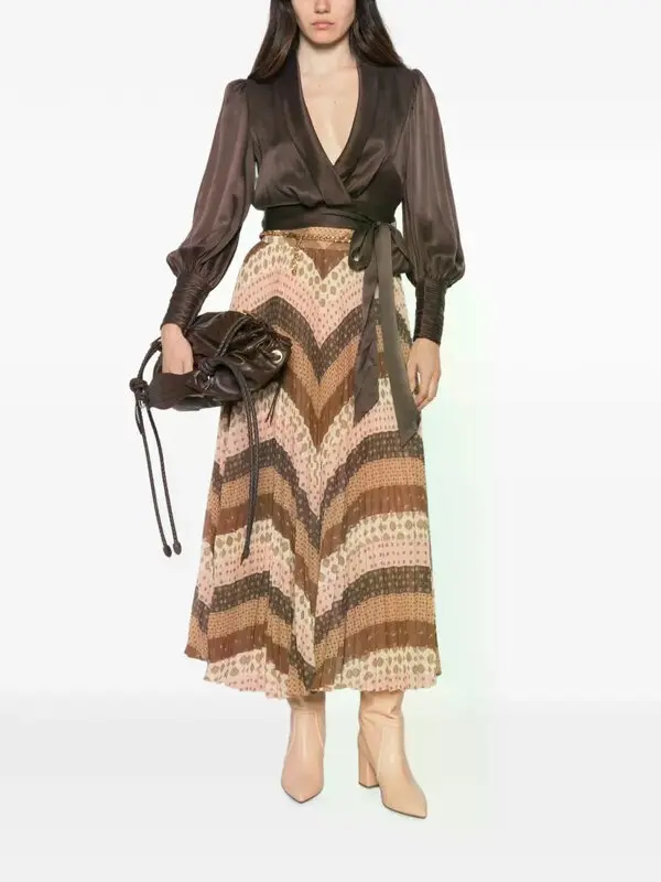 Zimmermann Wrap Satin Blouse - Brown