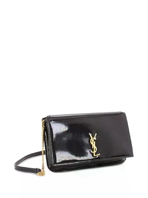 Saint Laurent Classic Monogram Phone Holder Shoulder Bag Patent Crossbody Bag - Black