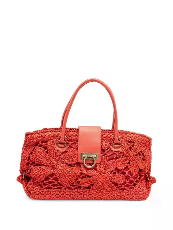 FERRAGAMO Gancini Woven Satchel Bag
