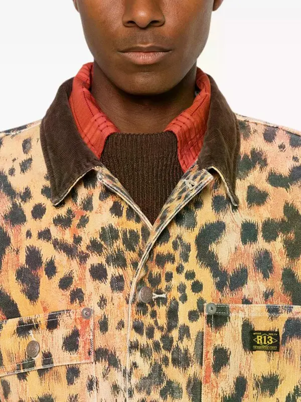 R13 Leopard-print Corduroy-collar Jacket