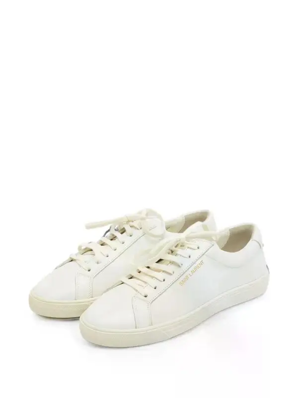 Saint Laurent Andy Calf Leather Lace Up Sneakers - White