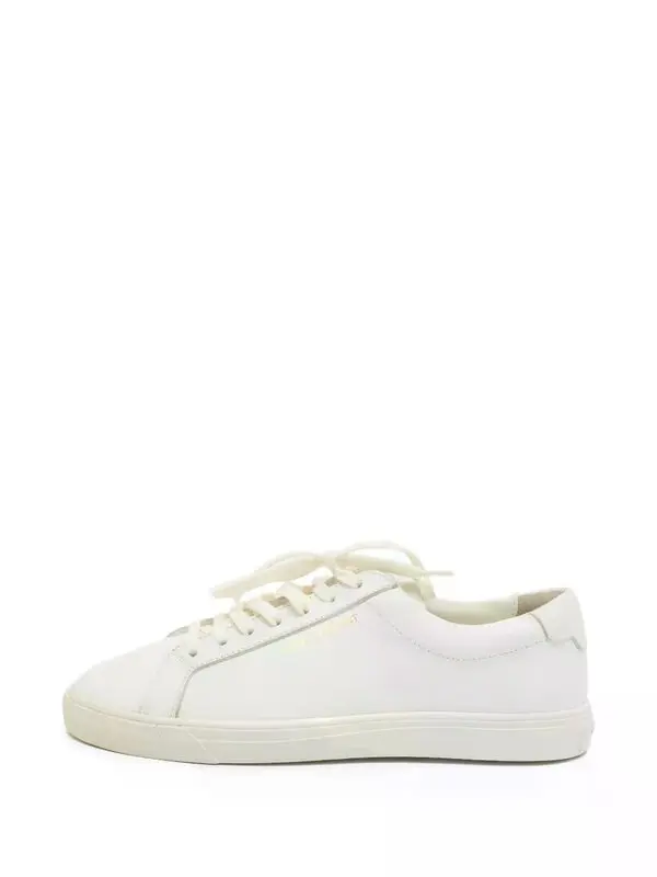 Saint Laurent Andy Calf Leather Lace Up Sneakers - White